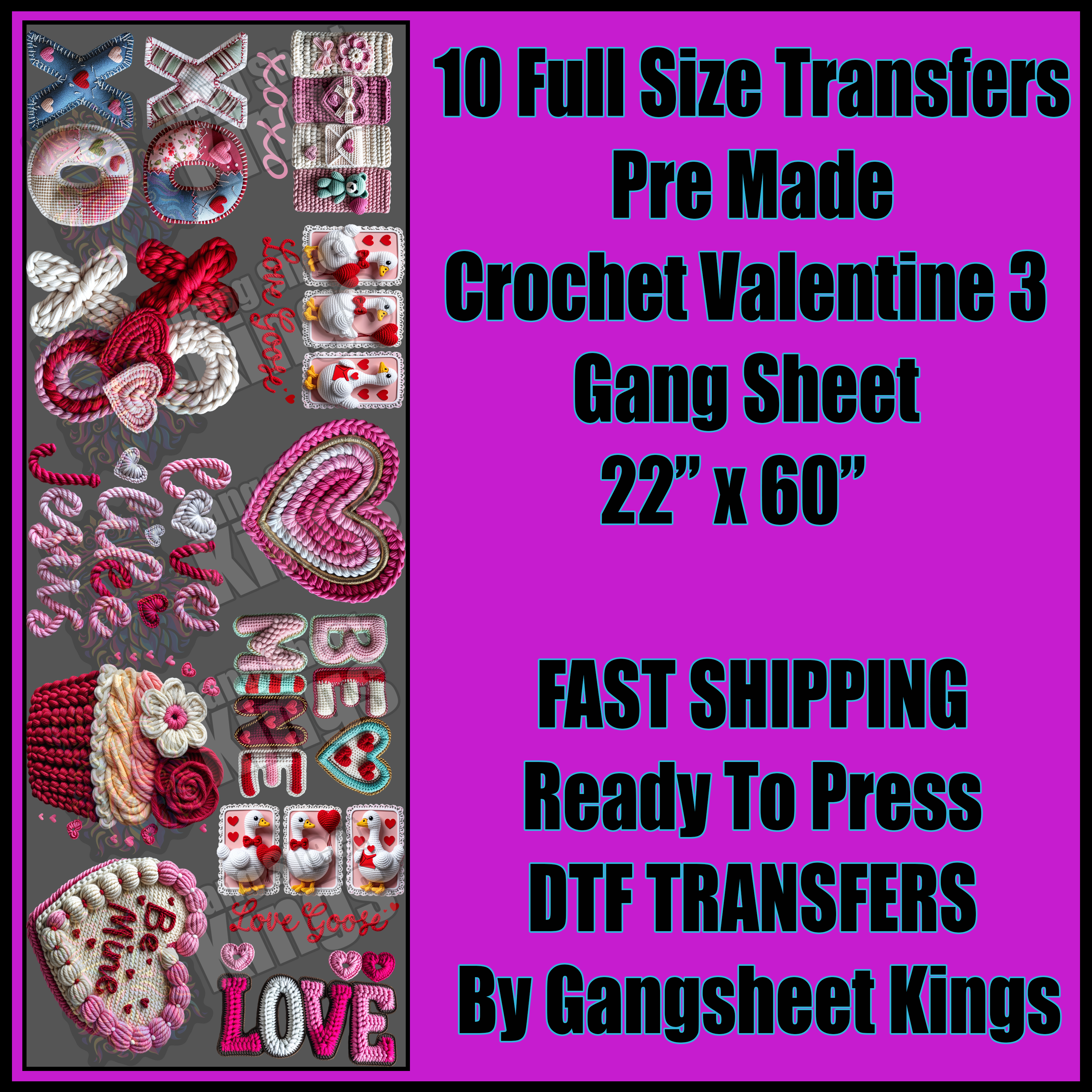 Crochet Valentine 2 Gangsheet – Gang sheet kings