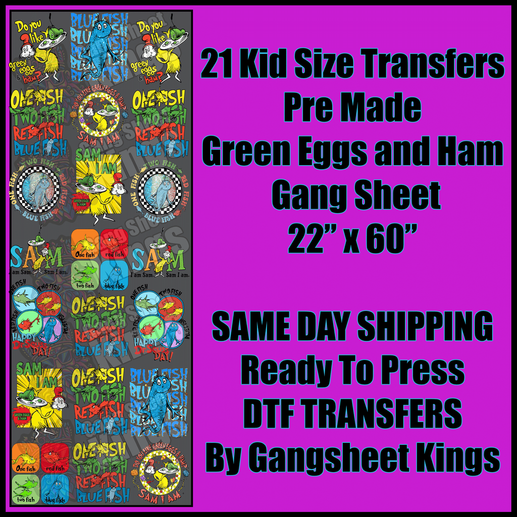 Kids Dr Seuss Green Eggs & Ham Gangsheet – Gang sheet kings