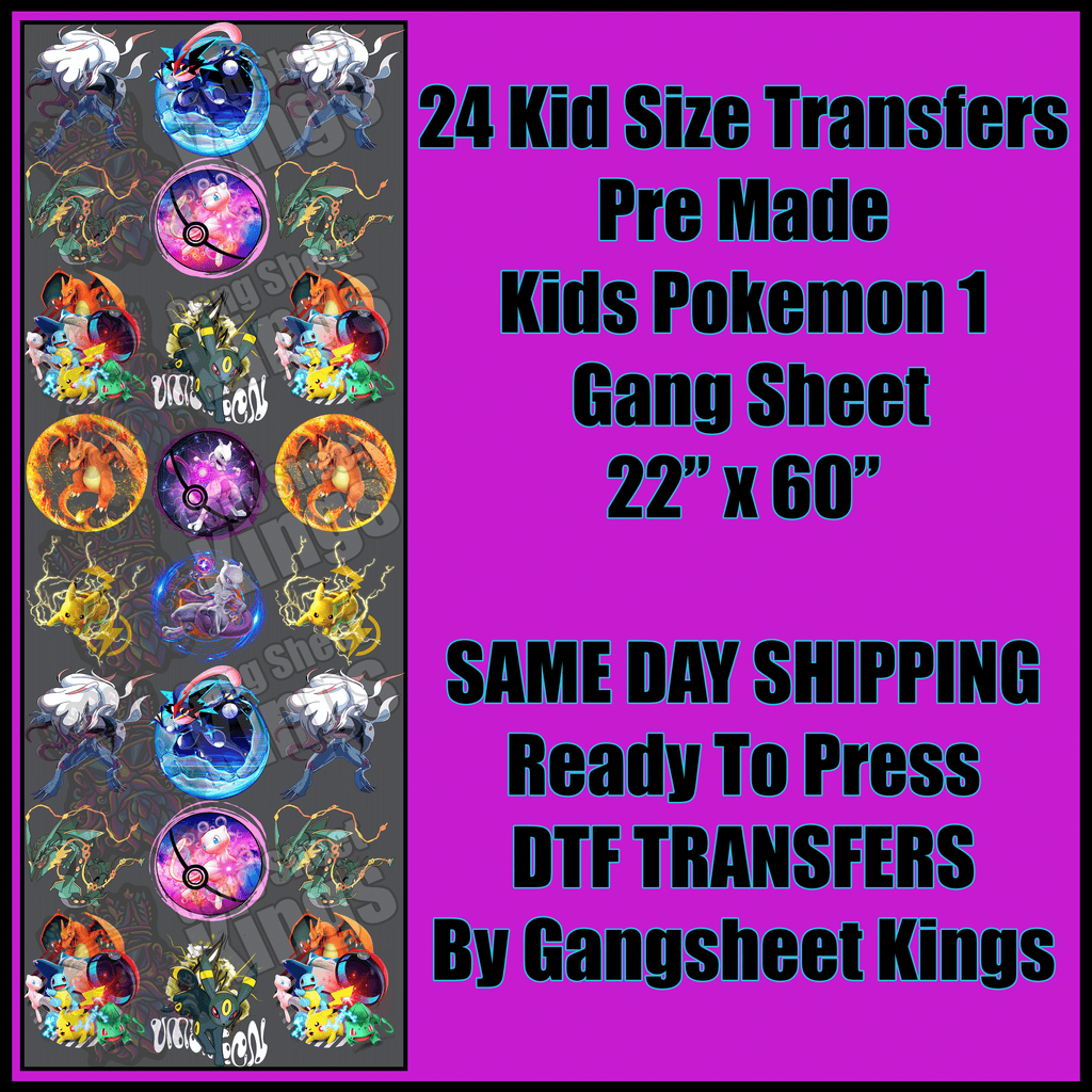 Pokemon 1 Kids Size Gangsheet – Gang sheet kings